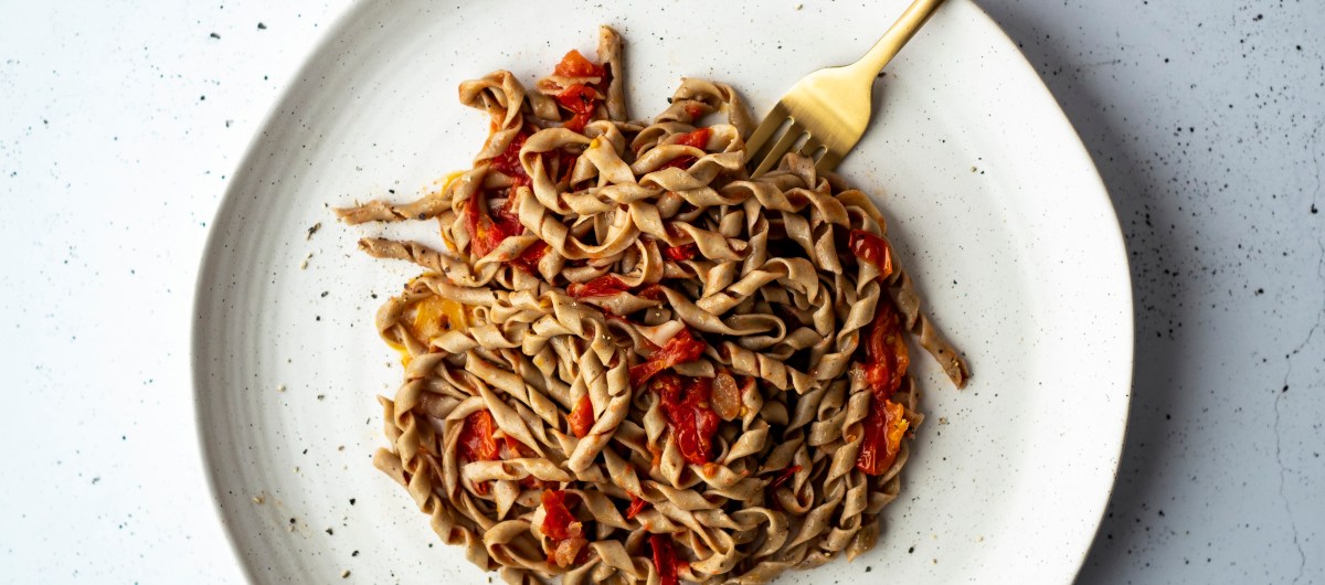 Wild Olive Busiate with Fried Anchovy and Tomato - Appetito