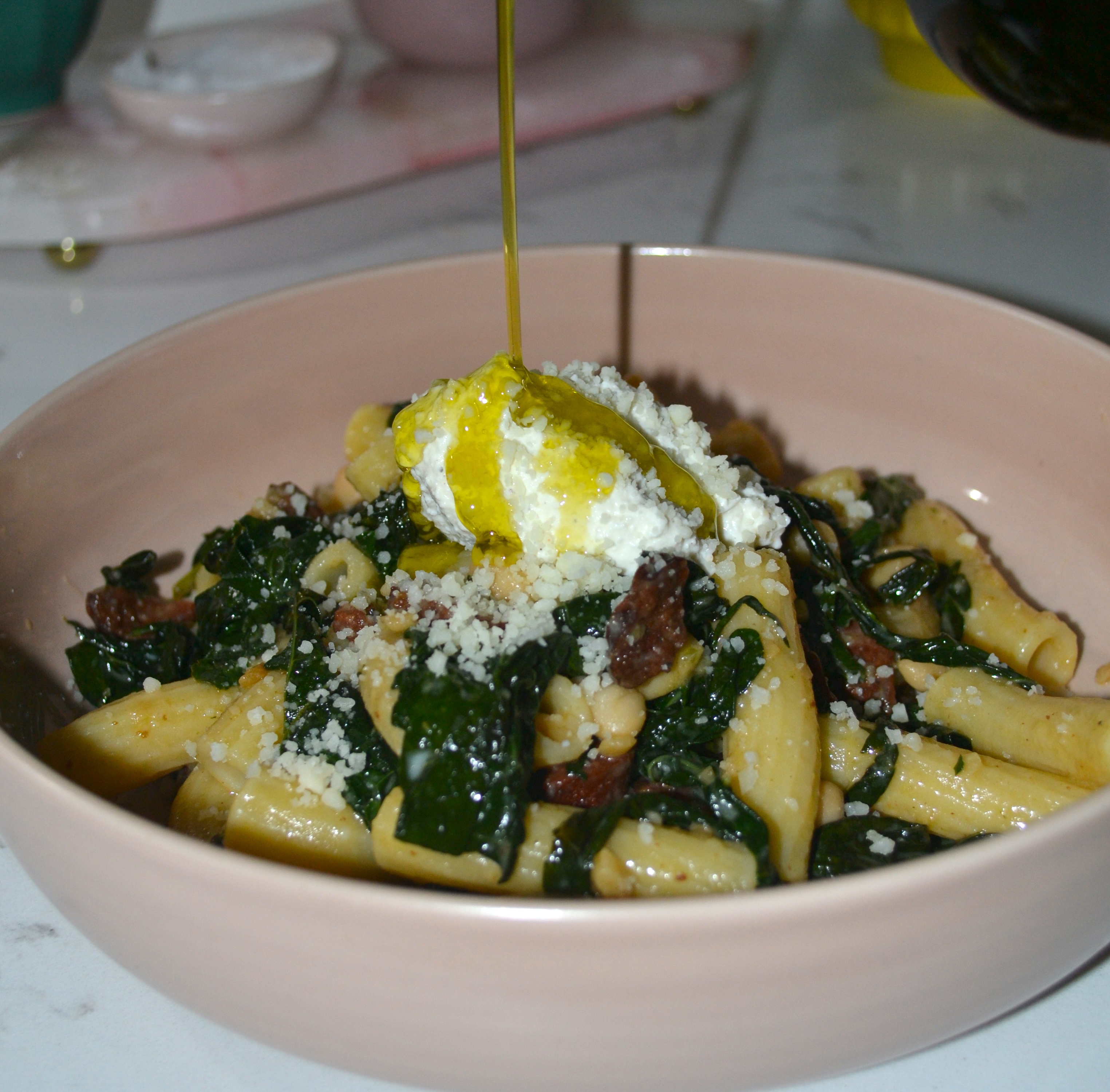 Rigatonini with Andouille Sausage, Lacinato Kale and Cannellini Beans ...